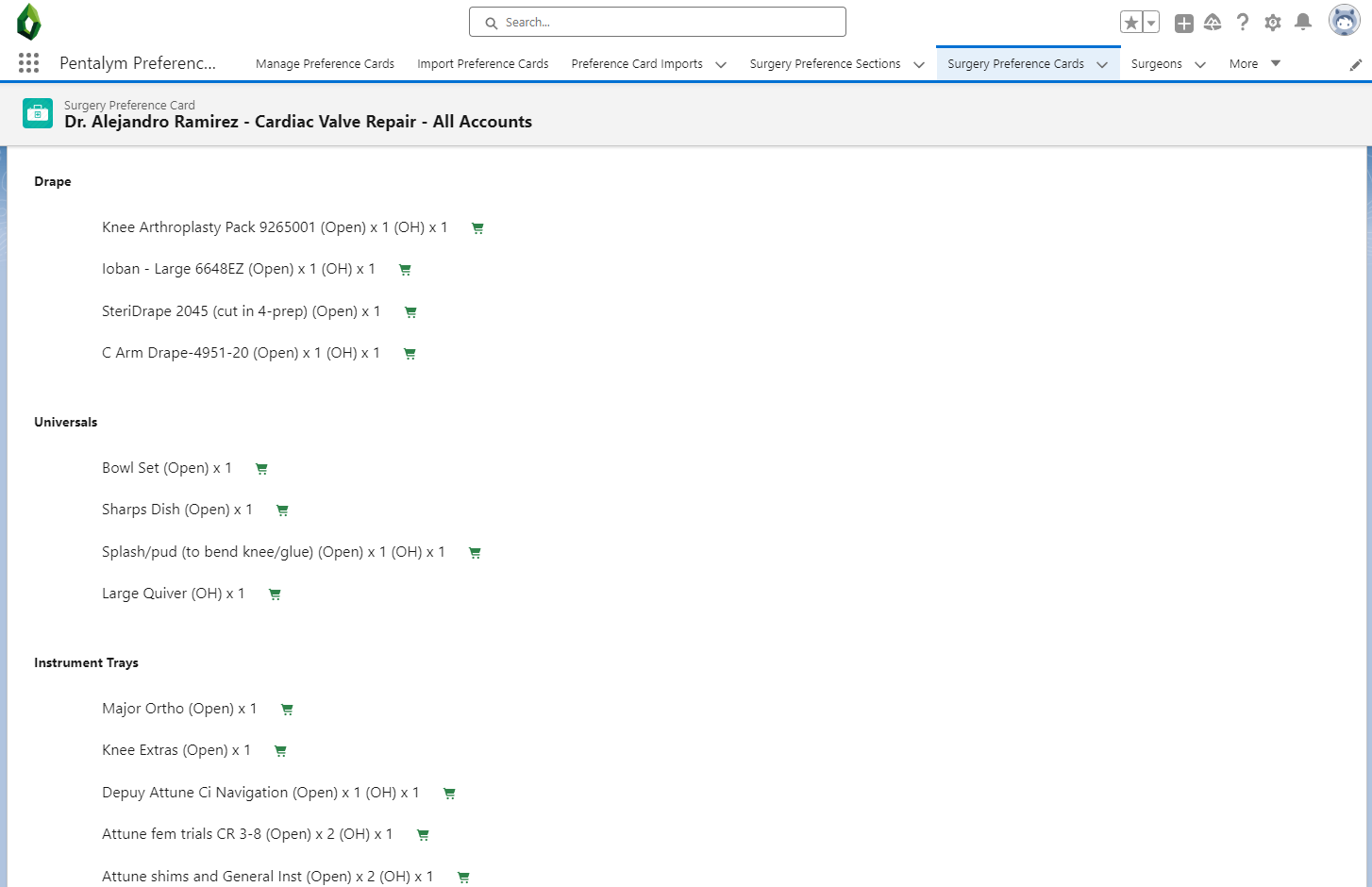 Preference Cards – Surgery Preferences